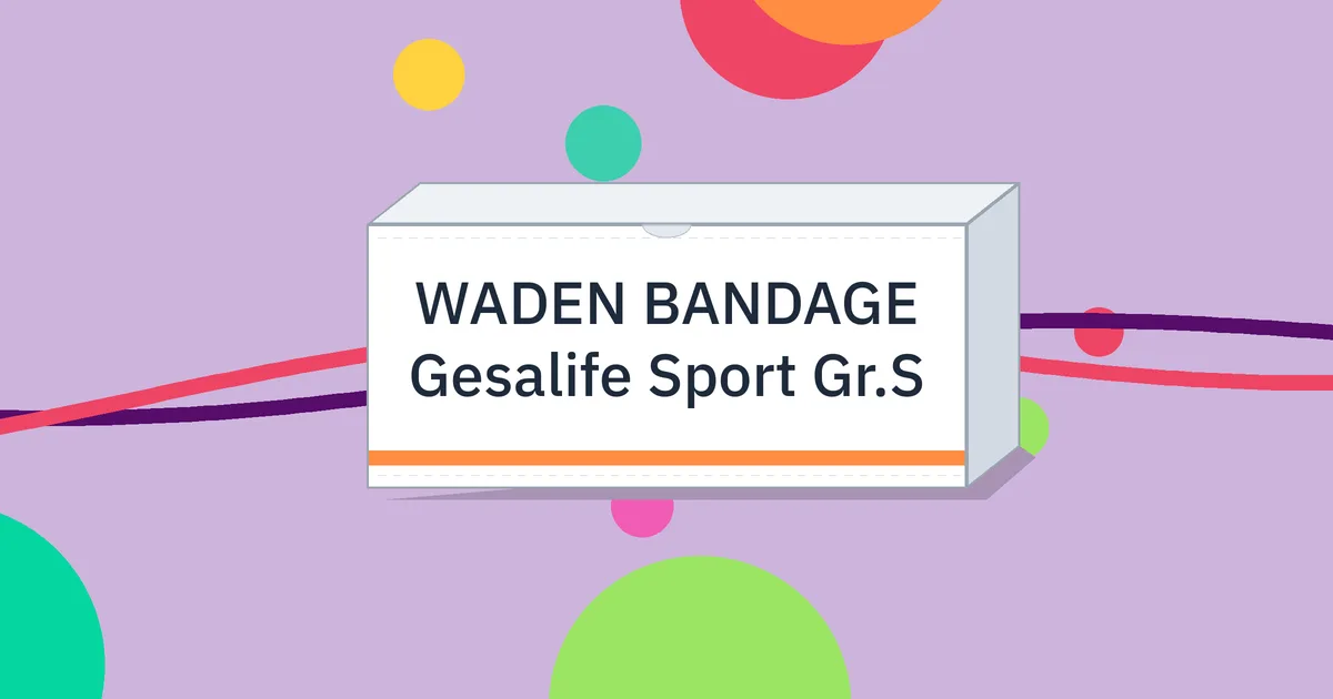 Symbolbild: Packung mit der Aufschrift WADEN BANDAGE Gesalife Sport Gr.S (PZN 03862067) – Verfügbarkeit und Bezug in Apotheken in Frankfurt am Main