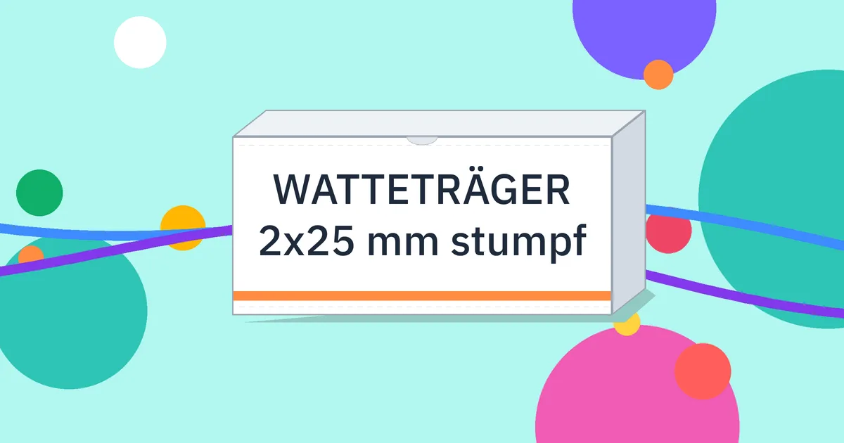 Symbolbild: Packung mit der Aufschrift WATTETRÄGER 2x25 mm stumpf (PZN 02446421) – Verfügbarkeit und Bezug in Apotheken in Frankfurt am Main