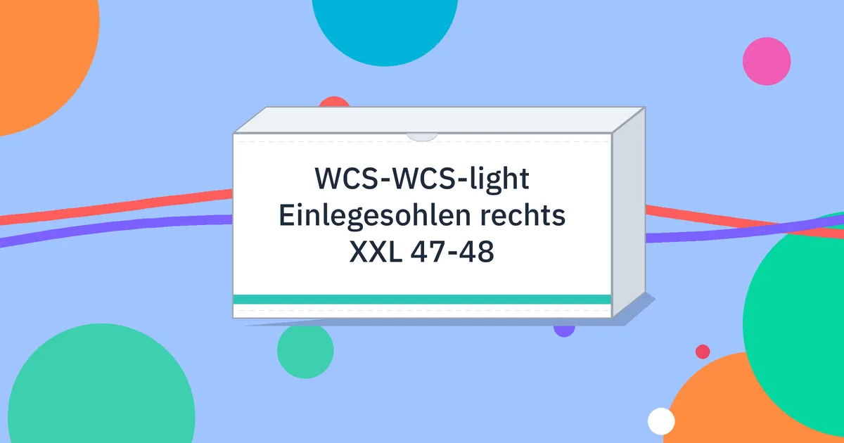 Symbolbild: Packung mit der Aufschrift WCS-WCS-light Einlegesohlen rechts XXL 47-48 (PZN 16631814) – Verfügbarkeit und Bezug in Apotheken in Frankfurt am Main