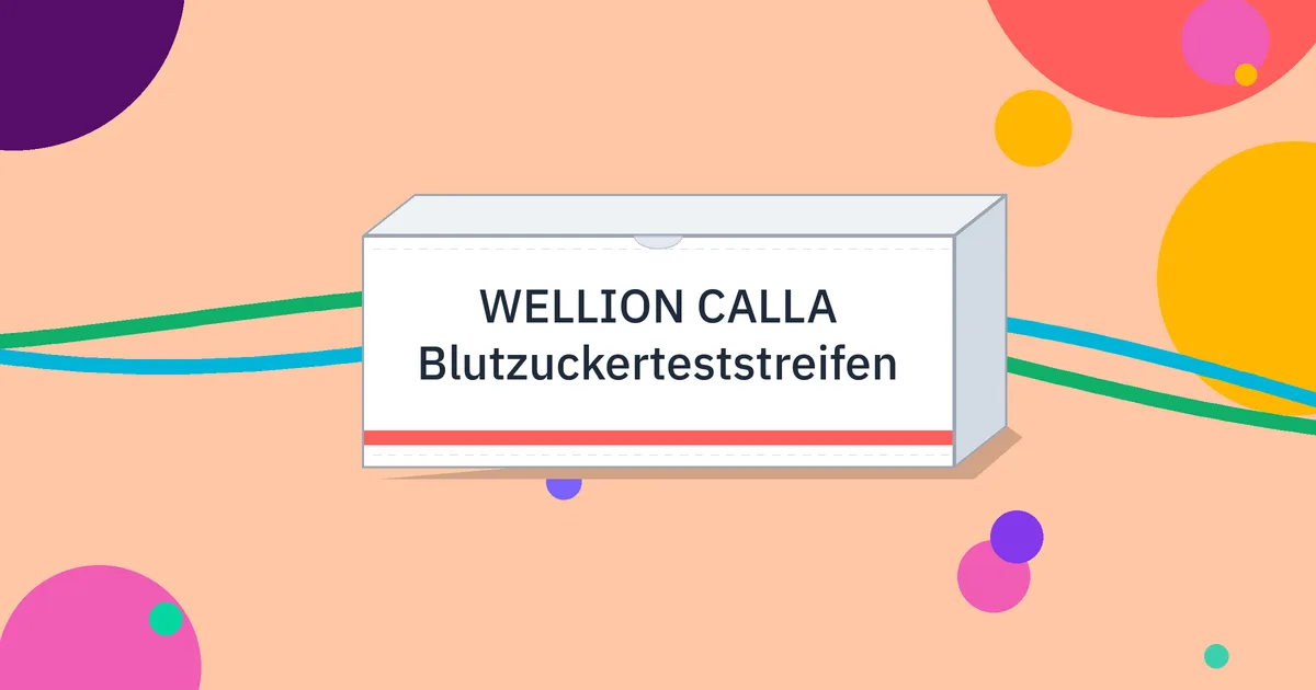 Symbolbild: Packung mit der Aufschrift WELLION CALLA Blutzuckerteststreifen (PZN 01228969) – Verfügbarkeit und Bezug in Apotheken in Frankfurt am Main