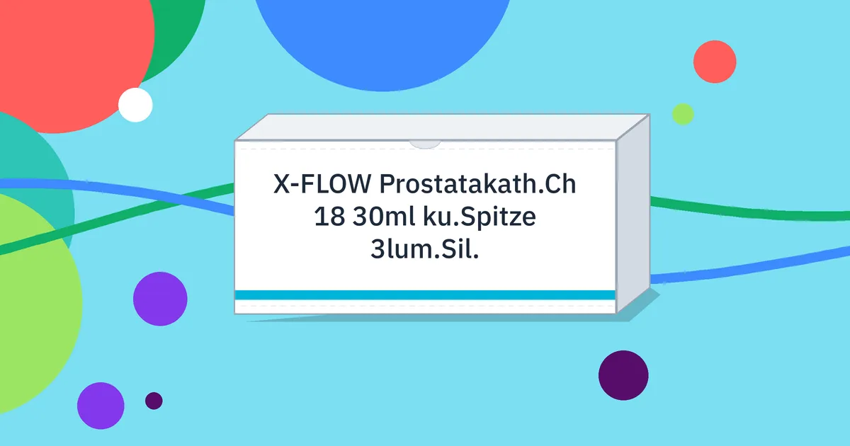 Symbolbild: Packung mit der Aufschrift X-FLOW Prostatakath.Ch 18 30ml ku.Spitze 3lum.Sil. (PZN 17508470) – Verfügbarkeit und Bezug in Apotheken in Frankfurt am Main