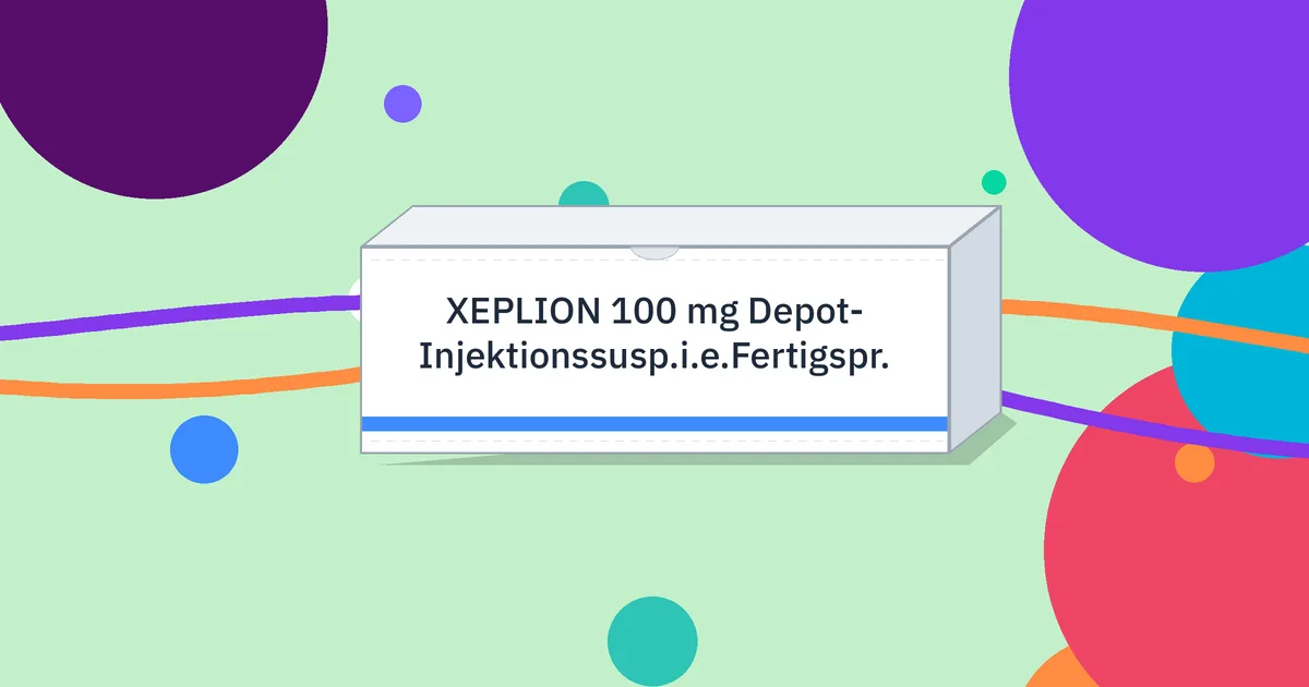 Symbolbild: Packung mit der Aufschrift XEPLION 100 mg Depot-Injektionssusp.i.e.Fertigspr. (PZN 11662626) – Verfügbarkeit und Bezug in Apotheken in Frankfurt am Main