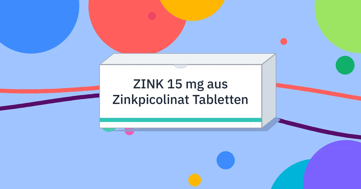 Symbolbild: Packung mit der Aufschrift ZINK 15 mg aus Zinkpicolinat Tabletten (PZN 12427695) – Verfügbarkeit und Bezug in Apotheken in Frankfurt am Main