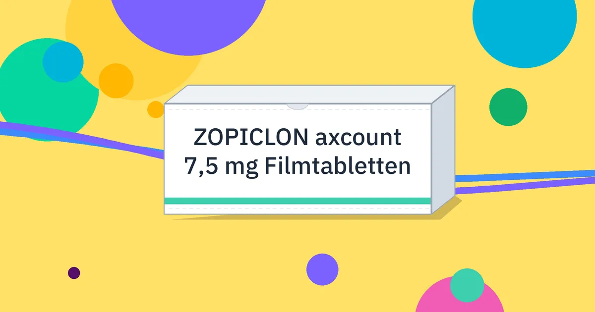 Symbolbild: Packung mit der Aufschrift ZOPICLON axcount 7,5 mg Filmtabletten (PZN 10342902) – Verfügbarkeit und Bezug in Apotheken in Frankfurt am Main