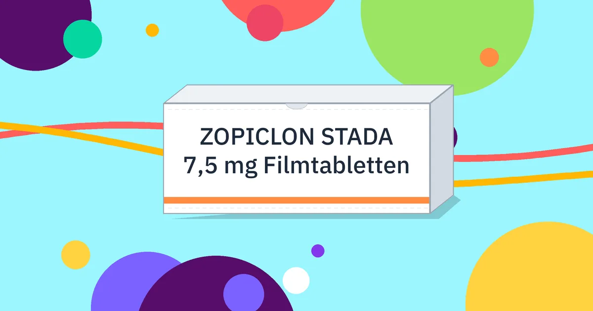 Symbolbild: Packung mit der Aufschrift ZOPICLON STADA 7,5 mg Filmtabletten (PZN 00574534) – Verfügbarkeit und Bezug in Apotheken in Frankfurt am Main