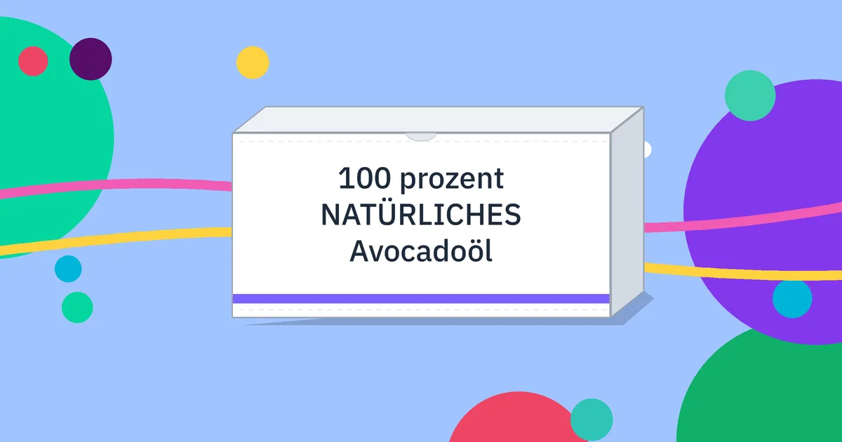 Symbolbild: Packung mit der Aufschrift 100 prozent NATÜRLICHES Avocadoöl (PZN 19399588) – Verfügbarkeit und Bezug in Apotheken in Frankfurt am Main