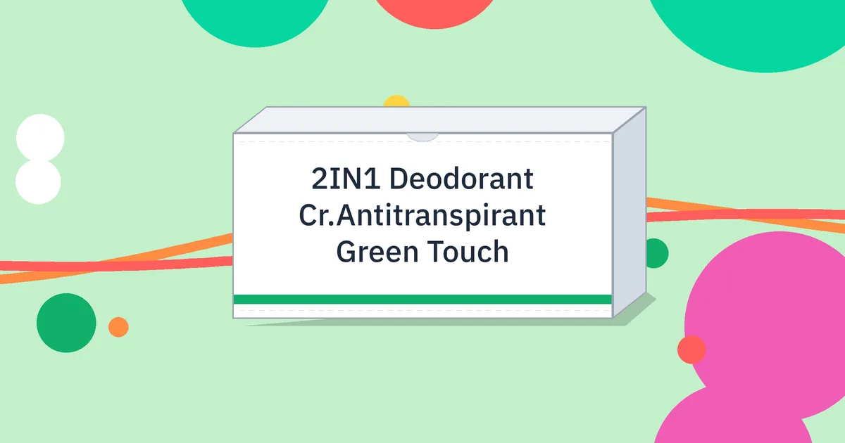 Symbolbild: Packung mit der Aufschrift 2IN1 Deodorant Cr.Antitranspirant Green Touch (PZN 16830040) – Verfügbarkeit und Bezug in Apotheken in Frankfurt am Main
