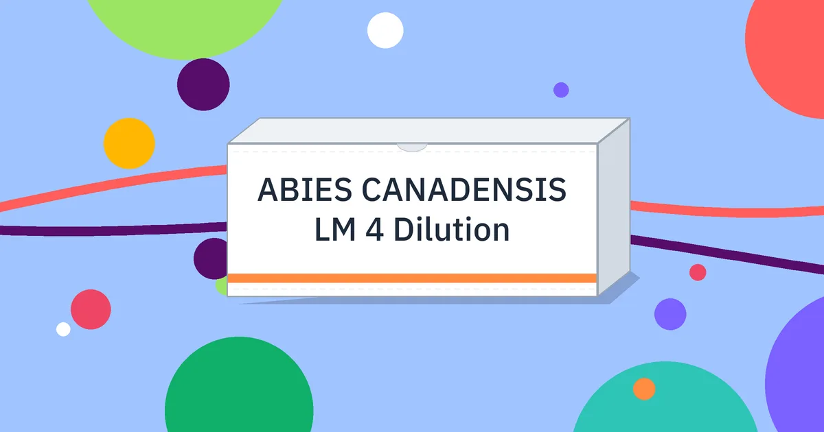 Symbolbild: Packung mit der Aufschrift ABIES CANADENSIS LM 4 Dilution (PZN 13259171) – Verfügbarkeit und Bezug in Apotheken in Frankfurt am Main