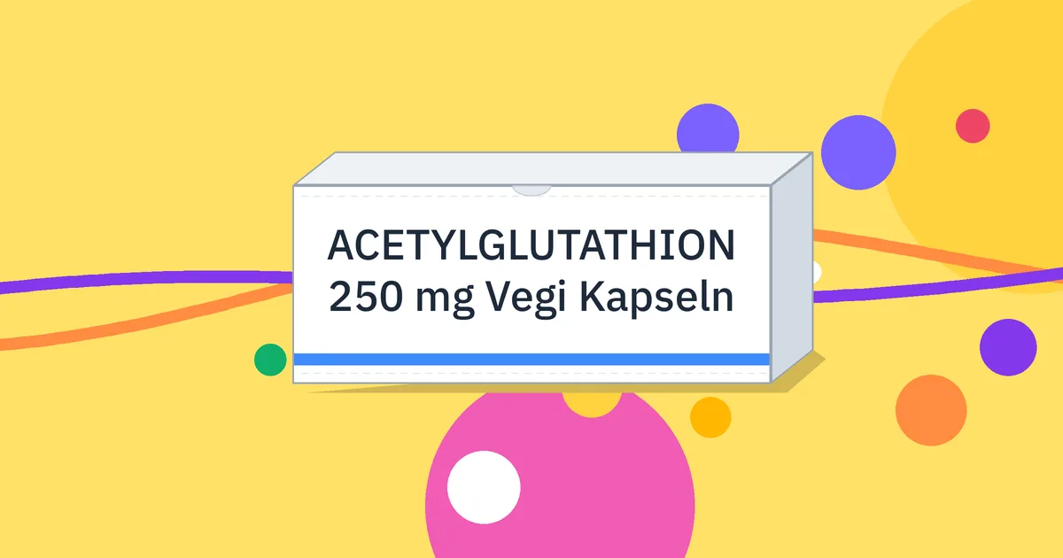 Symbolbild: Packung mit der Aufschrift ACETYLGLUTATHION 250 mg Vegi Kapseln (PZN 15245322) – Verfügbarkeit und Bezug in Apotheken in Frankfurt am Main