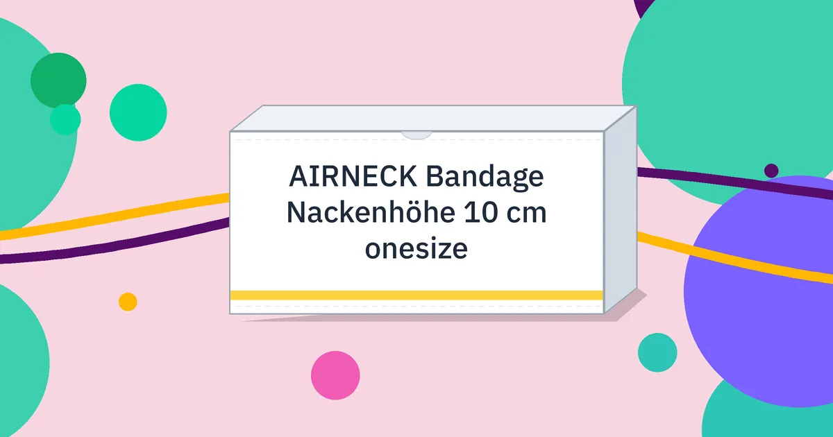 Symbolbild: Packung mit der Aufschrift AIRNECK Bandage Nackenhöhe 10 cm onesize (PZN 06118642) – Verfügbarkeit und Bezug in Apotheken in Frankfurt am Main