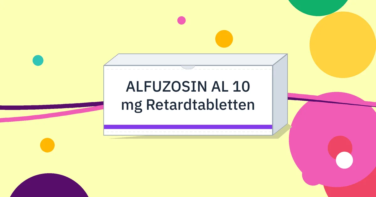Symbolbild: Packung mit der Aufschrift ALFUZOSIN AL 10 mg Retardtabletten (PZN 04890605) – Verfügbarkeit und Bezug in Apotheken in Frankfurt am Main