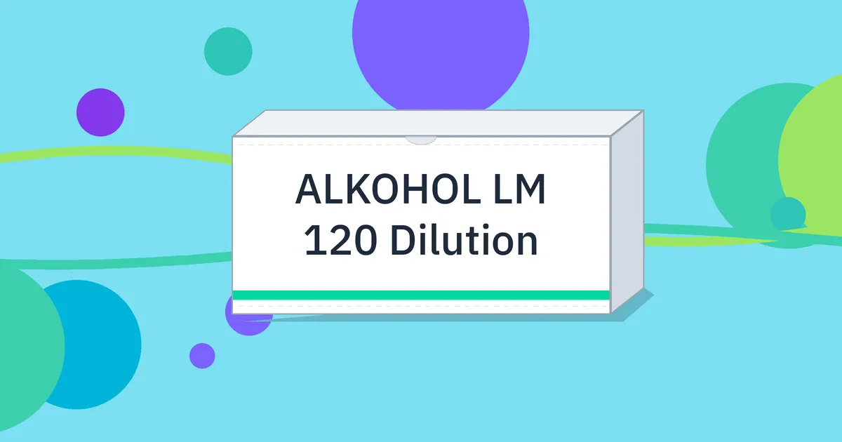 Symbolbild: Packung mit der Aufschrift ALKOHOL LM 120 Dilution (PZN 13311405) – Verfügbarkeit und Bezug in Apotheken in Frankfurt am Main