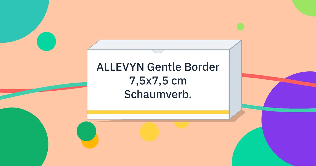 Symbolbild: Packung mit der Aufschrift ALLEVYN Gentle Border 7,5x7,5 cm Schaumverb. (PZN 20162526) – Verfügbarkeit und Bezug in Apotheken in Frankfurt am Main