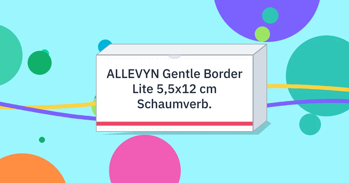 Symbolbild: Packung mit der Aufschrift ALLEVYN Gentle Border Lite 5,5x12 cm Schaumverb. (PZN 16164353) – Verfügbarkeit und Bezug in Apotheken in Frankfurt am Main