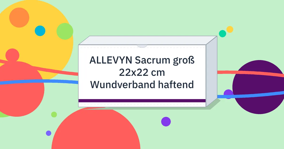 Symbolbild: Packung mit der Aufschrift ALLEVYN Sacrum groß 22x22 cm Wundverband haftend (PZN 18051713) – Verfügbarkeit und Bezug in Apotheken in Frankfurt am Main