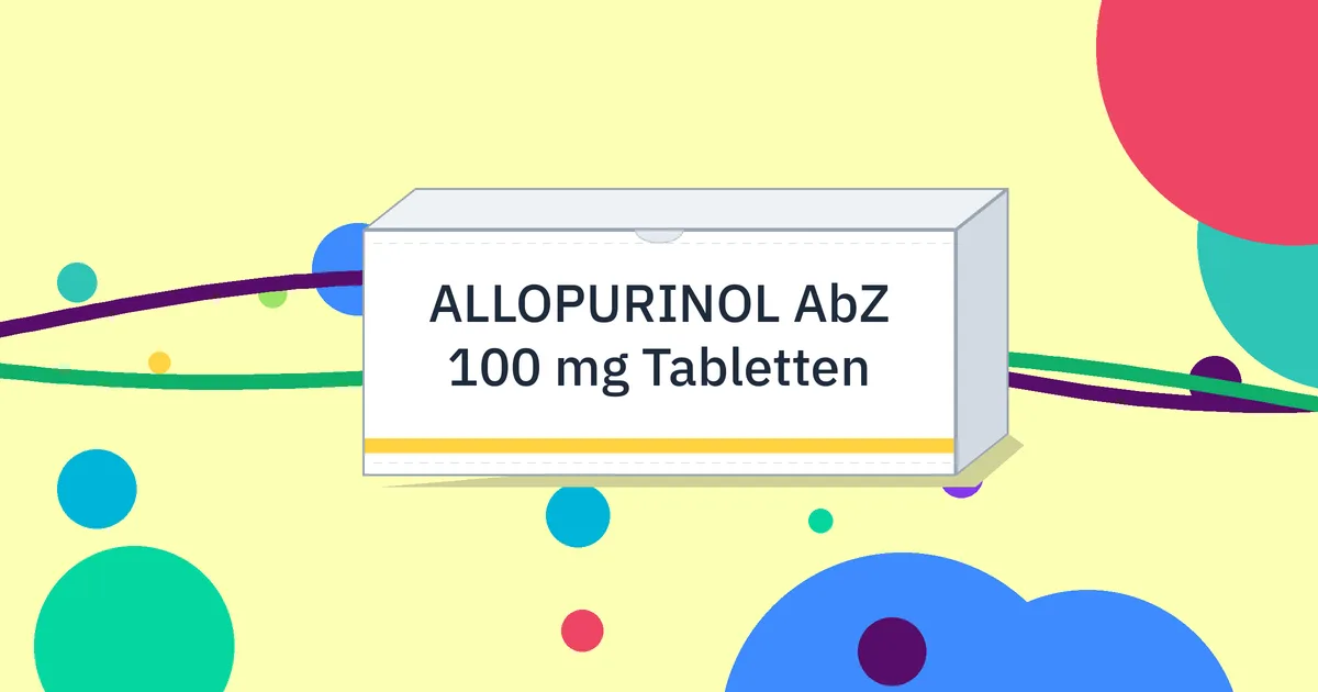 Symbolbild: Packung mit der Aufschrift ALLOPURINOL AbZ 100 mg Tabletten (PZN 01014607) – Verfügbarkeit und Bezug in Apotheken in Frankfurt am Main