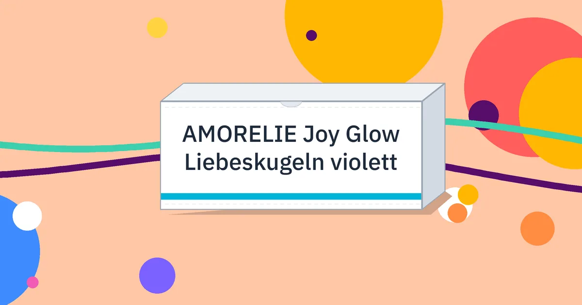 Symbolbild: Packung mit der Aufschrift AMORELIE Joy Glow Liebeskugeln violett (PZN 18832333) – Verfügbarkeit und Bezug in Apotheken in Frankfurt am Main