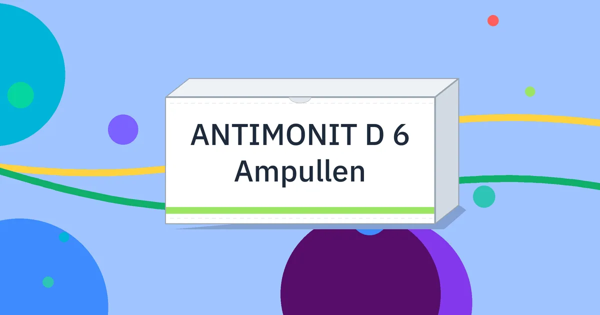 Symbolbild: Packung mit der Aufschrift ANTIMONIT D 6 Ampullen (PZN 01617369) – Verfügbarkeit und Bezug in Apotheken in Frankfurt am Main