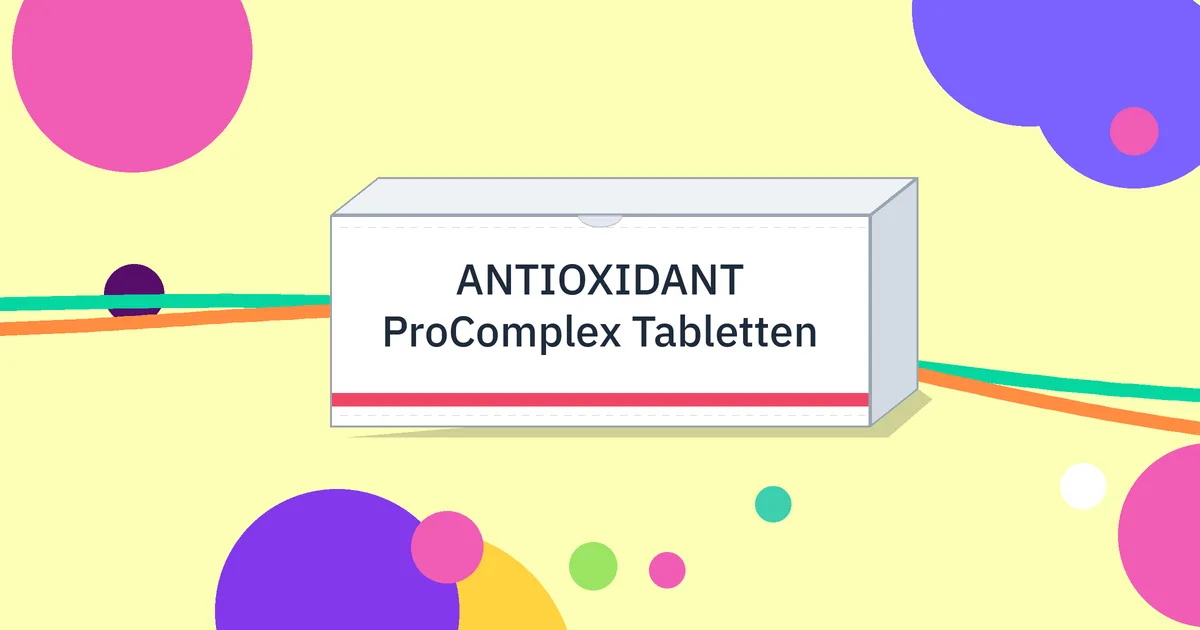 Symbolbild: Packung mit der Aufschrift ANTIOXIDANT ProComplex Tabletten (PZN 14279388) – Verfügbarkeit und Bezug in Apotheken in Frankfurt am Main