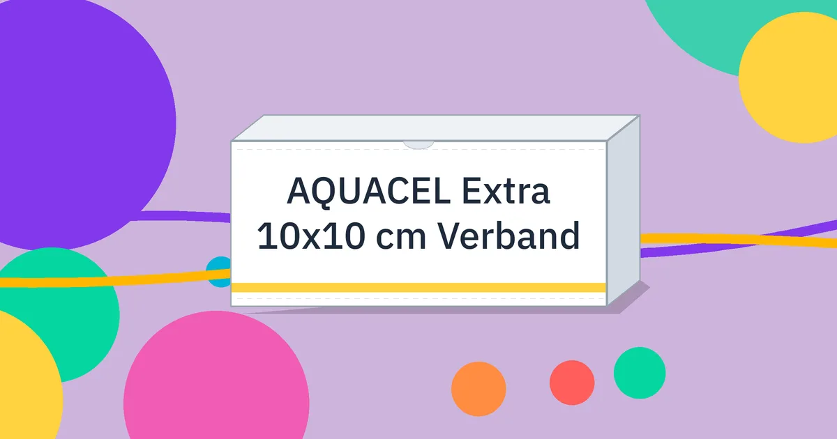 Symbolbild: Packung mit der Aufschrift AQUACEL Extra 10x10 cm Verband (PZN 17413982) – Verfügbarkeit und Bezug in Apotheken in Frankfurt am Main