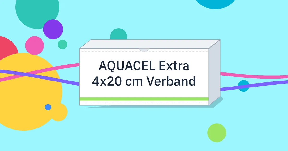 Symbolbild: Packung mit der Aufschrift AQUACEL Extra 4x20 cm Verband (PZN 17909714) – Verfügbarkeit und Bezug in Apotheken in Frankfurt am Main