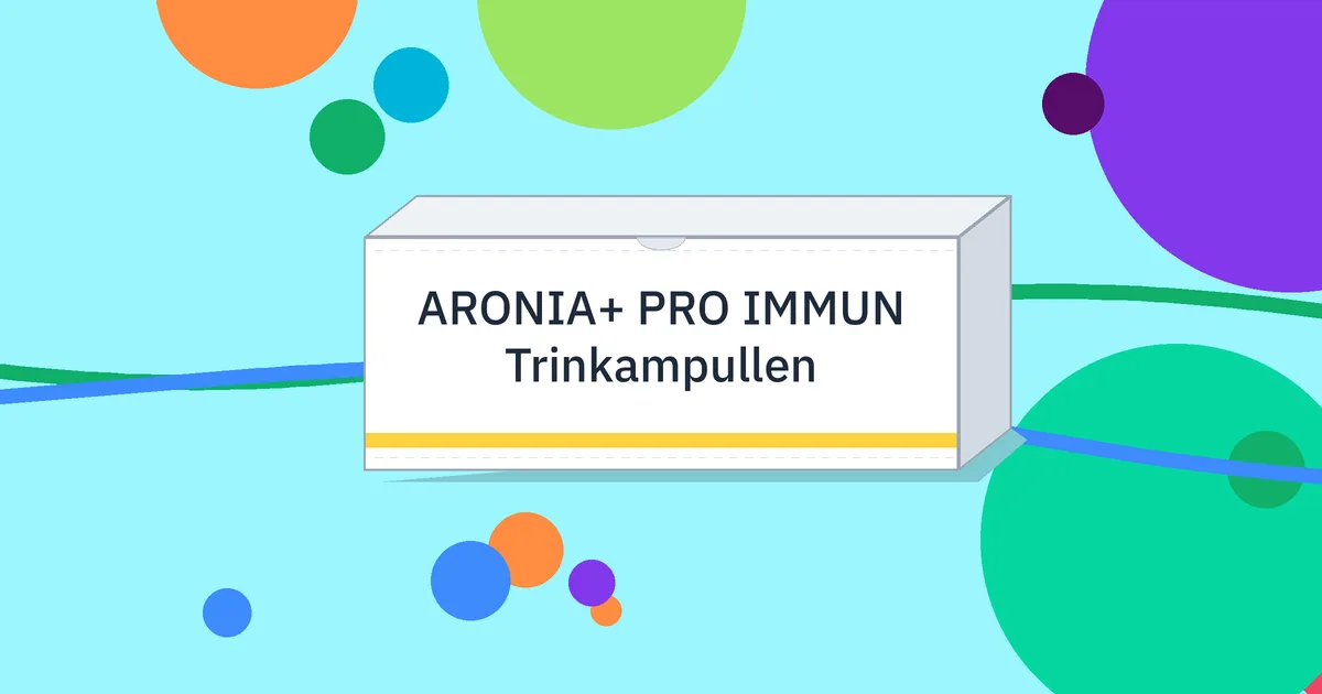 Symbolbild: Packung mit der Aufschrift ARONIA+ PRO IMMUN Trinkampullen (PZN 17846600) – Verfügbarkeit und Bezug in Apotheken in Frankfurt am Main