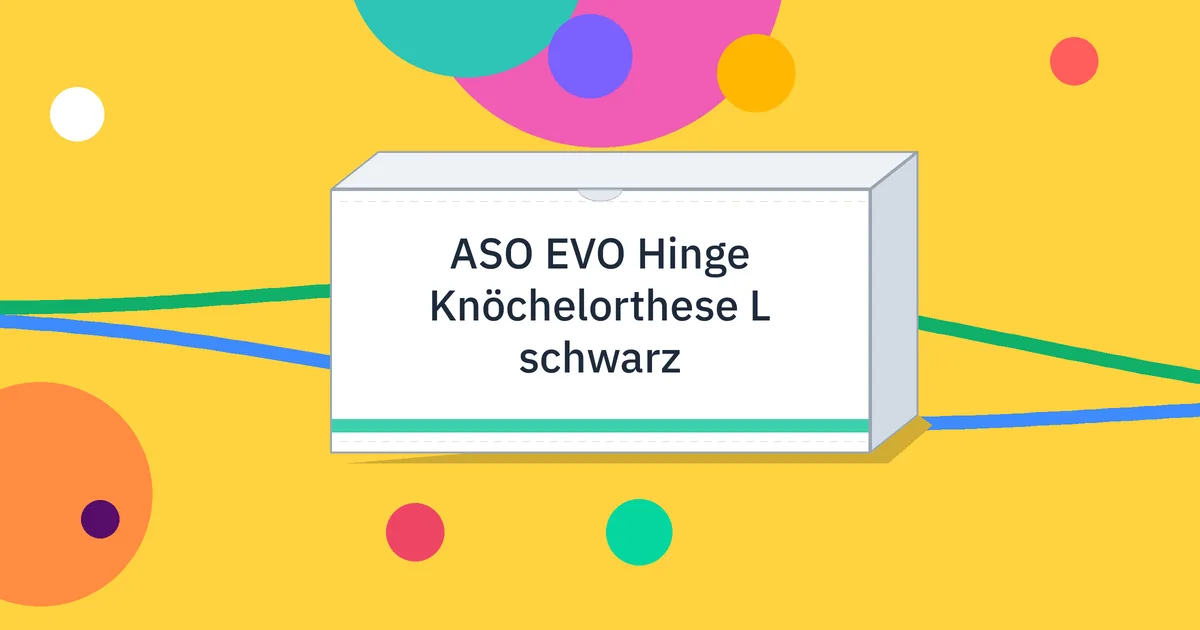 Symbolbild: Packung mit der Aufschrift ASO EVO Hinge Knöchelorthese L schwarz (PZN 11557935) – Verfügbarkeit und Bezug in Apotheken in Frankfurt am Main