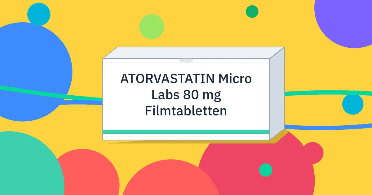 Symbolbild: Packung mit der Aufschrift ATORVASTATIN Micro Labs 80 mg Filmtabletten (PZN 16576305) – Verfügbarkeit und Bezug in Apotheken in Frankfurt am Main