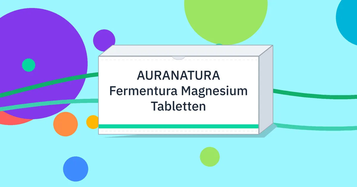 Symbolbild: Packung mit der Aufschrift AURANATURA Fermentura Magnesium Tabletten (PZN 17398018) – Verfügbarkeit und Bezug in Apotheken in Frankfurt am Main