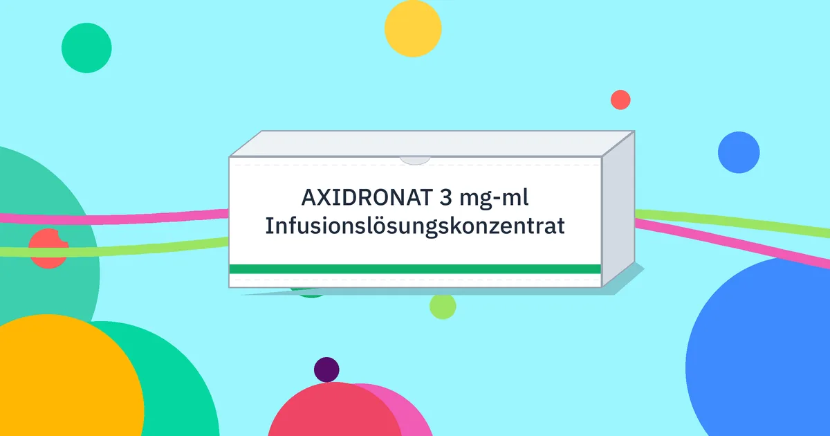Symbolbild: Packung mit der Aufschrift AXIDRONAT 3 mg-ml Infusionslösungskonzentrat (PZN 05965340) – Verfügbarkeit und Bezug in Apotheken in Frankfurt am Main