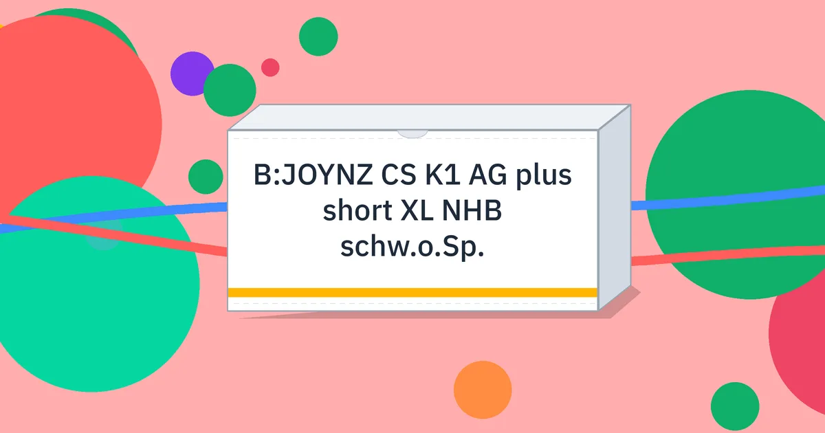 Symbolbild: Packung mit der Aufschrift B:JOYNZ CS K1 AG plus short XL NHB schw.o.Sp. (PZN 20534548) – Verfügbarkeit und Bezug in Apotheken in Frankfurt am Main