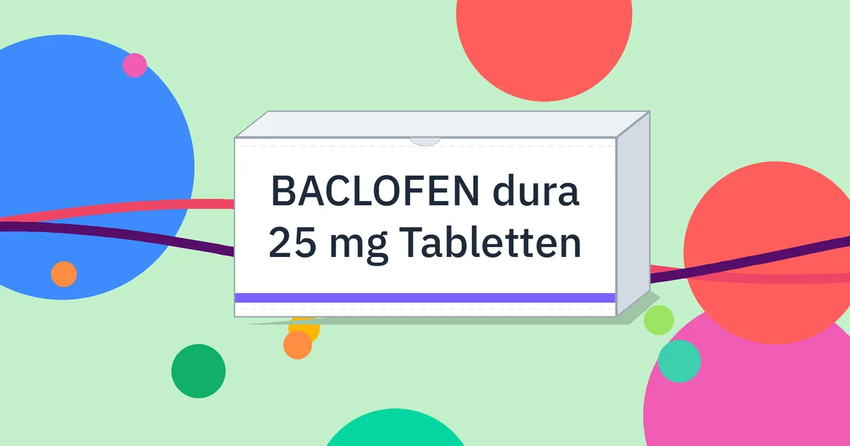 Symbolbild: Packung mit der Aufschrift BACLOFEN dura 25 mg Tabletten (PZN 03023272) – Verfügbarkeit und Bezug in Apotheken in Frankfurt am Main