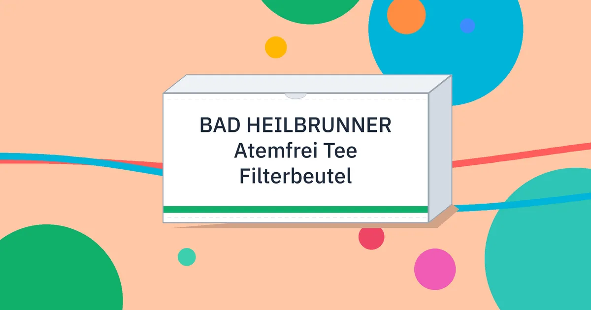 Symbolbild: Packung mit der Aufschrift BAD HEILBRUNNER Atemfrei Tee Filterbeutel (PZN 06836047) – Verfügbarkeit und Bezug in Apotheken in Frankfurt am Main