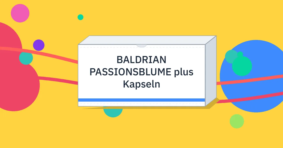Symbolbild: Packung mit der Aufschrift BALDRIAN PASSIONSBLUME plus Kapseln (PZN 18843093) – Verfügbarkeit und Bezug in Apotheken in Frankfurt am Main
