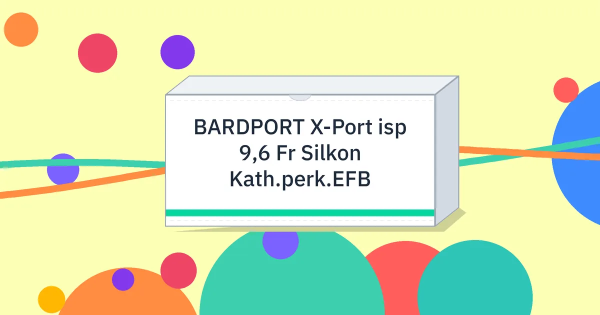 Symbolbild: Packung mit der Aufschrift BARDPORT X-Port isp 9,6 Fr Silkon Kath.perk.EFB (PZN 03385302) – Verfügbarkeit und Bezug in Apotheken in Frankfurt am Main
