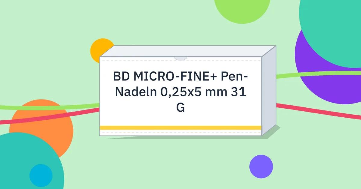 Symbolbild: Packung mit der Aufschrift BD MICRO-FINE+ Pen-Nadeln 0,25x5 mm 31 G (PZN 09917007) – Verfügbarkeit und Bezug in Apotheken in Frankfurt am Main
