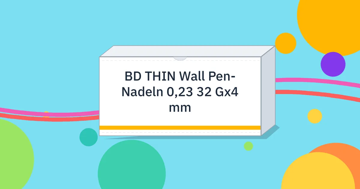 Symbolbild: Packung mit der Aufschrift BD THIN Wall Pen-Nadeln 0,23 32 Gx4 mm (PZN 12339241) – Verfügbarkeit und Bezug in Apotheken in Frankfurt am Main