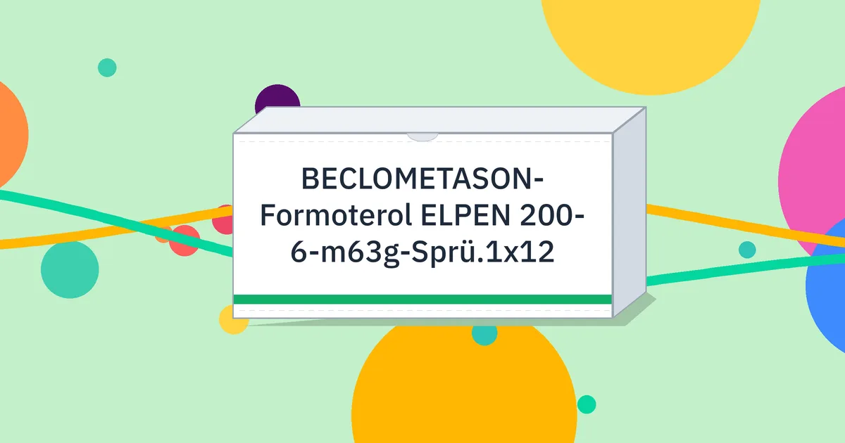 Symbolbild: Packung mit der Aufschrift BECLOMETASON-Formoterol ELPEN 200-6-m63g-Sprü.1x12 (PZN 20182121) – Verfügbarkeit und Bezug in Apotheken in Frankfurt am Main