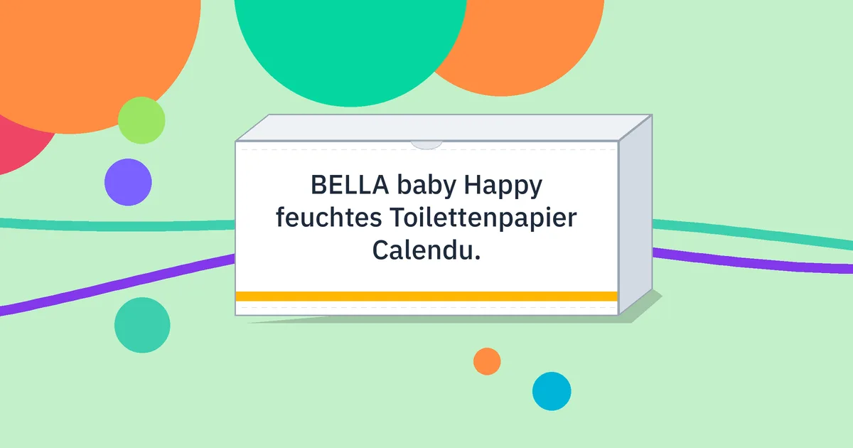 Symbolbild: Packung mit der Aufschrift BELLA baby Happy feuchtes Toilettenpapier Calendu. (PZN 18441414) – Verfügbarkeit und Bezug in Apotheken in Frankfurt am Main