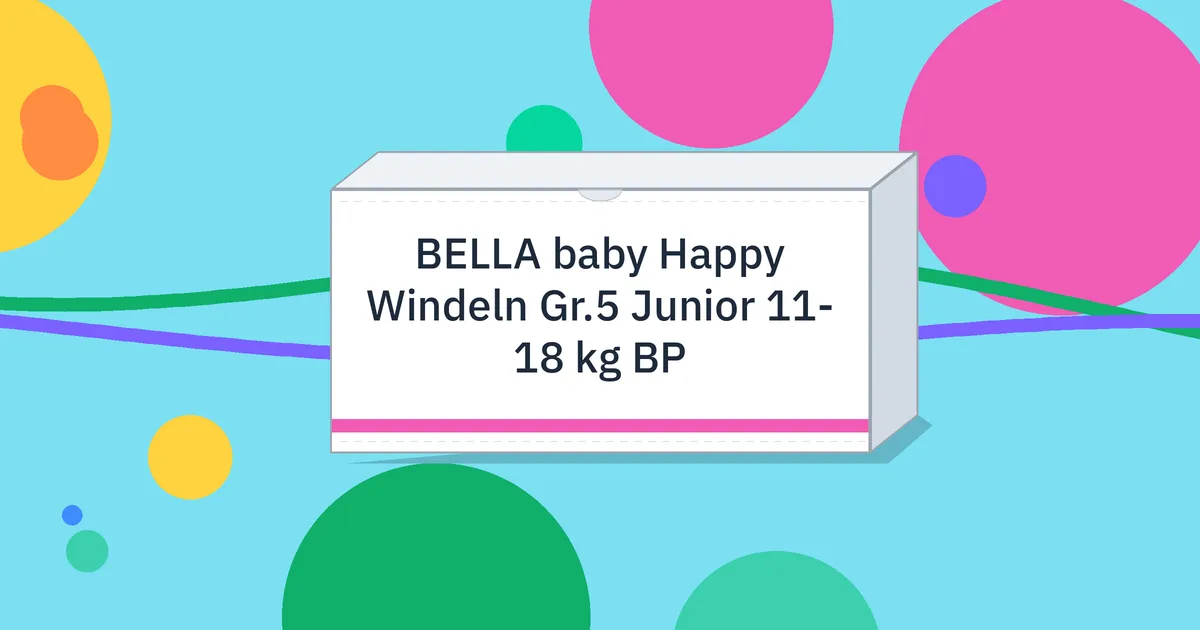 Symbolbild: Packung mit der Aufschrift BELLA baby Happy Windeln Gr.5 Junior 11-18 kg BP (PZN 19772685) – Verfügbarkeit und Bezug in Apotheken in Frankfurt am Main