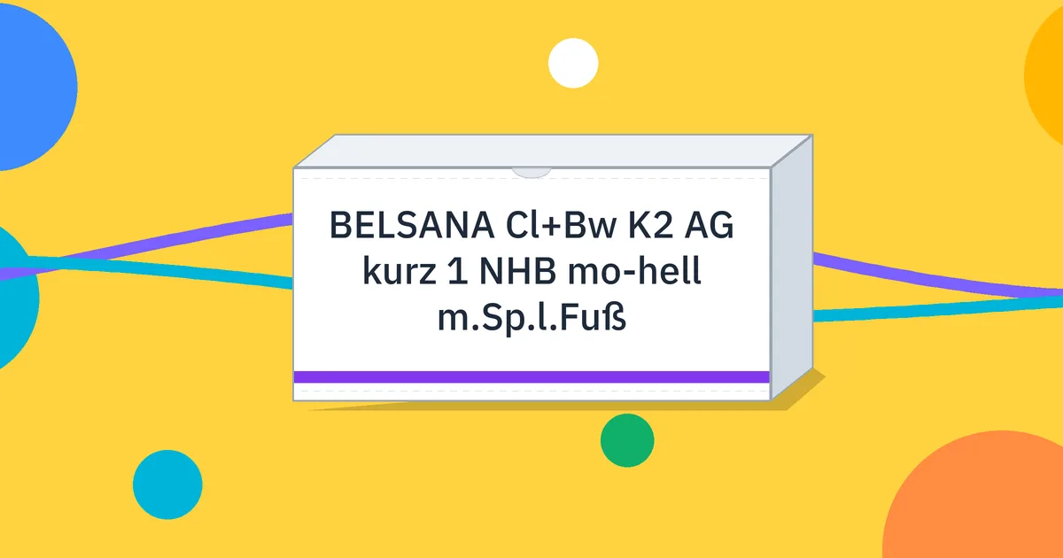 Symbolbild: Packung mit der Aufschrift BELSANA Cl+Bw K2 AG kurz 1 NHB mo-hell m.Sp.l.Fuß (PZN 12242524) – Verfügbarkeit und Bezug in Apotheken in Frankfurt am Main