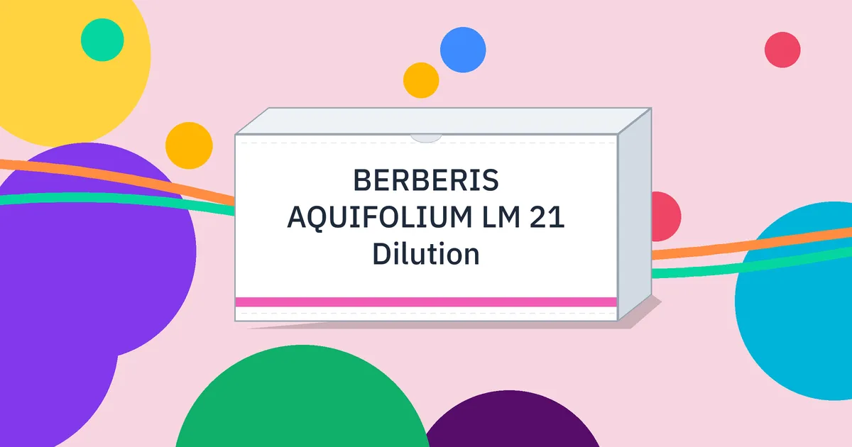 Symbolbild: Packung mit der Aufschrift BERBERIS AQUIFOLIUM LM 21 Dilution (PZN 13383416) – Verfügbarkeit und Bezug in Apotheken in Frankfurt am Main