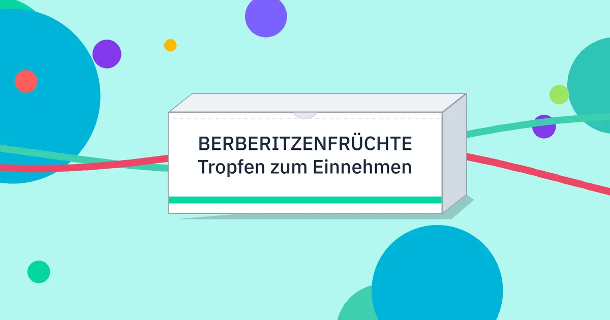 Symbolbild: Packung mit der Aufschrift BERBERITZENFRÜCHTE Tropfen zum Einnehmen (PZN 11602015) – Verfügbarkeit und Bezug in Apotheken in Frankfurt am Main