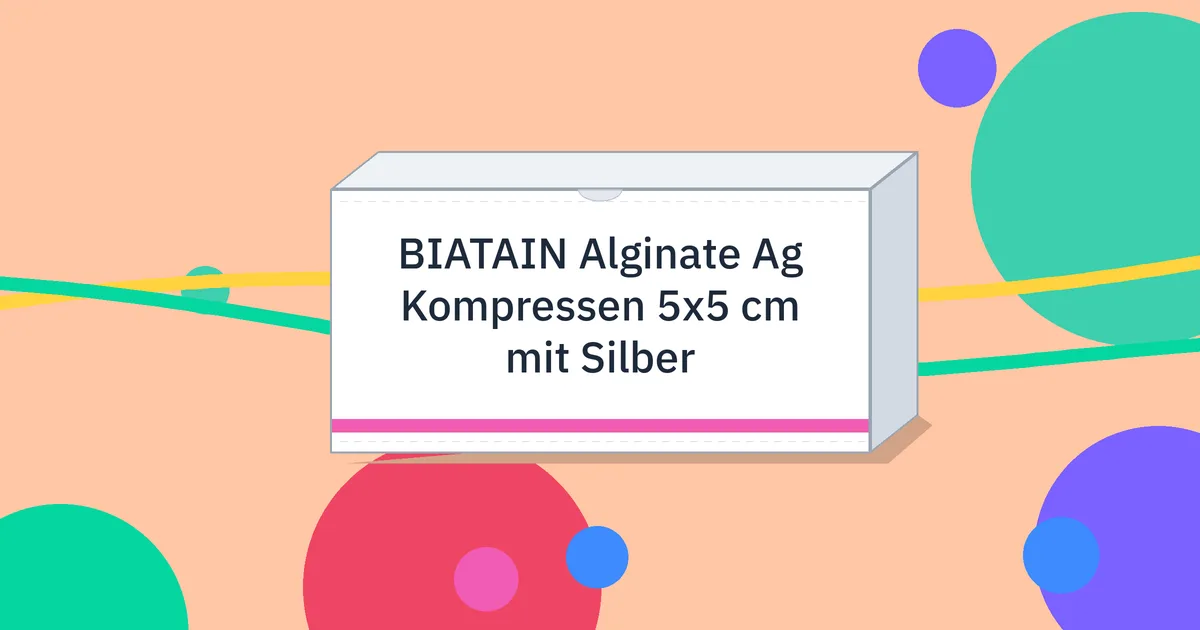 Symbolbild: Packung mit der Aufschrift BIATAIN Alginate Ag Kompressen 5x5 cm mit Silber (PZN 11646811) – Verfügbarkeit und Bezug in Apotheken in Frankfurt am Main