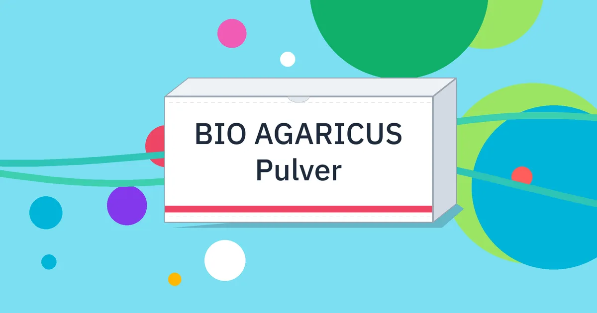 Symbolbild: Packung mit der Aufschrift BIO AGARICUS Pulver (PZN 19094127) – Verfügbarkeit und Bezug in Apotheken in Frankfurt am Main