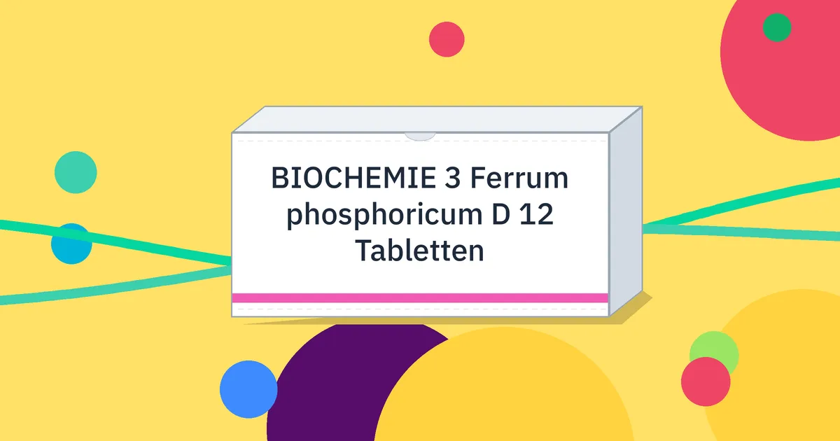 Symbolbild: Packung mit der Aufschrift BIOCHEMIE 3 Ferrum phosphoricum D 12 Tabletten (PZN 05955809) – Verfügbarkeit und Bezug in Apotheken in Frankfurt am Main