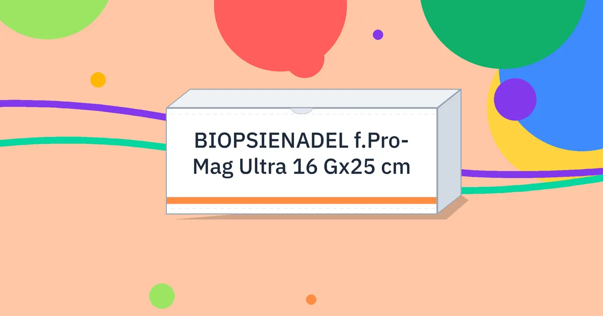 Symbolbild: Packung mit der Aufschrift BIOPSIENADEL f.Pro-Mag Ultra 16 Gx25 cm (PZN 07566710) – Verfügbarkeit und Bezug in Apotheken in Frankfurt am Main
