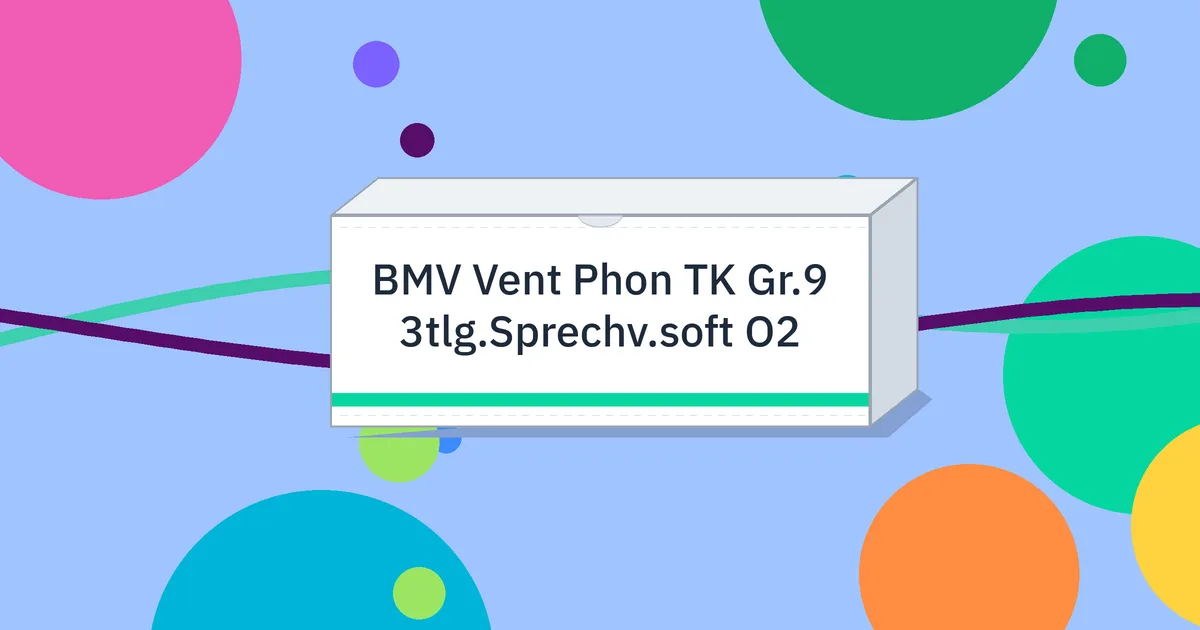 Symbolbild: Packung mit der Aufschrift BMV Vent Phon TK Gr.9 3tlg.Sprechv.soft O2 (PZN 18385963) – Verfügbarkeit und Bezug in Apotheken in Frankfurt am Main