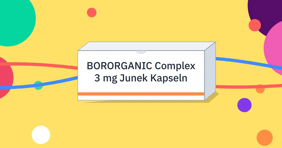 Symbolbild: Packung mit der Aufschrift BORORGANIC Complex 3 mg Junek Kapseln (PZN 10521728) – Verfügbarkeit und Bezug in Apotheken in Frankfurt am Main