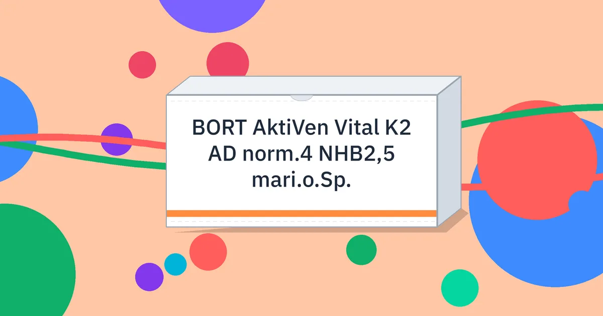 Symbolbild: Packung mit der Aufschrift BORT AktiVen Vital K2 AD norm.4 NHB2,5 mari.o.Sp. (PZN 17499268) – Verfügbarkeit und Bezug in Apotheken in Frankfurt am Main